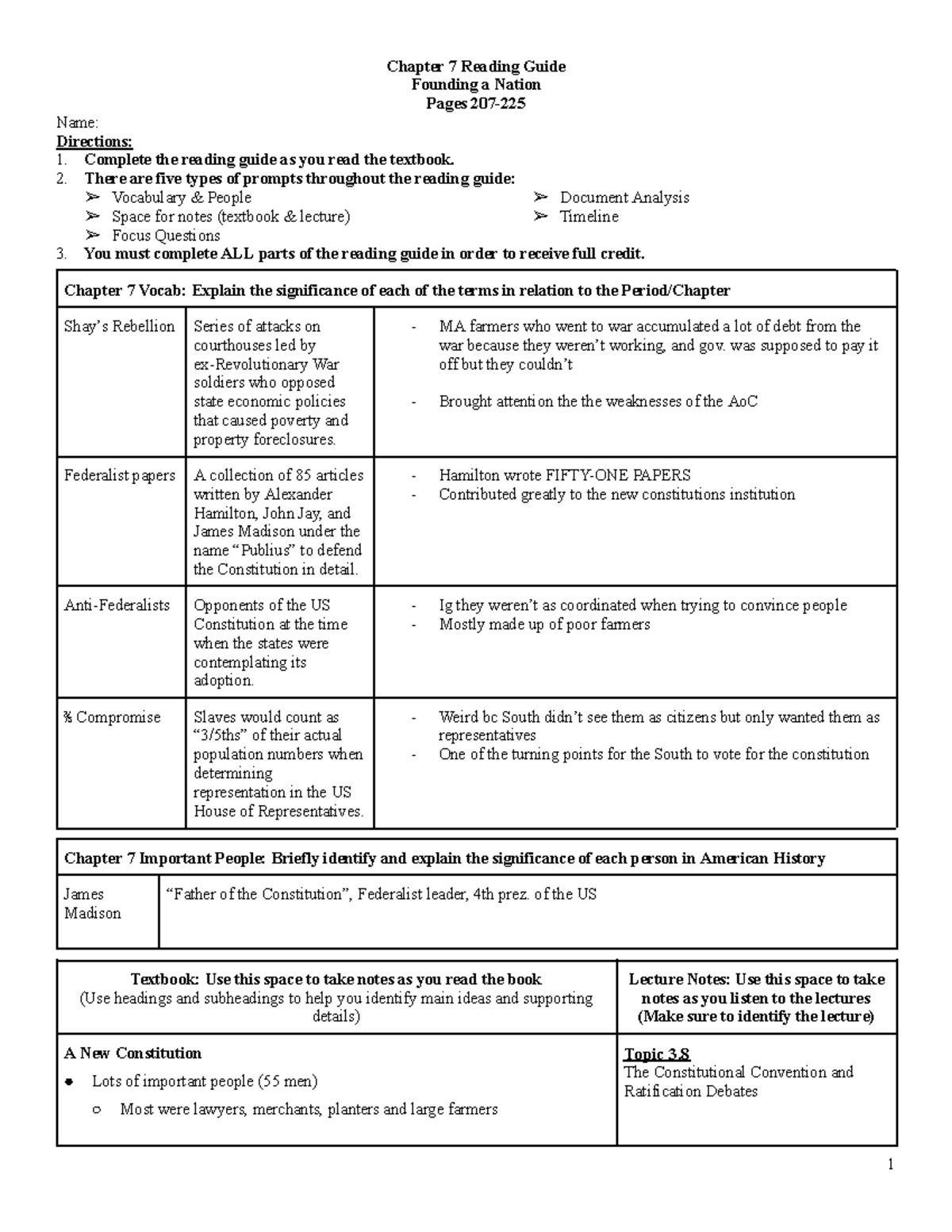 Give Me Liberty! Chapter 7 Reading Guide (pp. 207-225) - Studocu