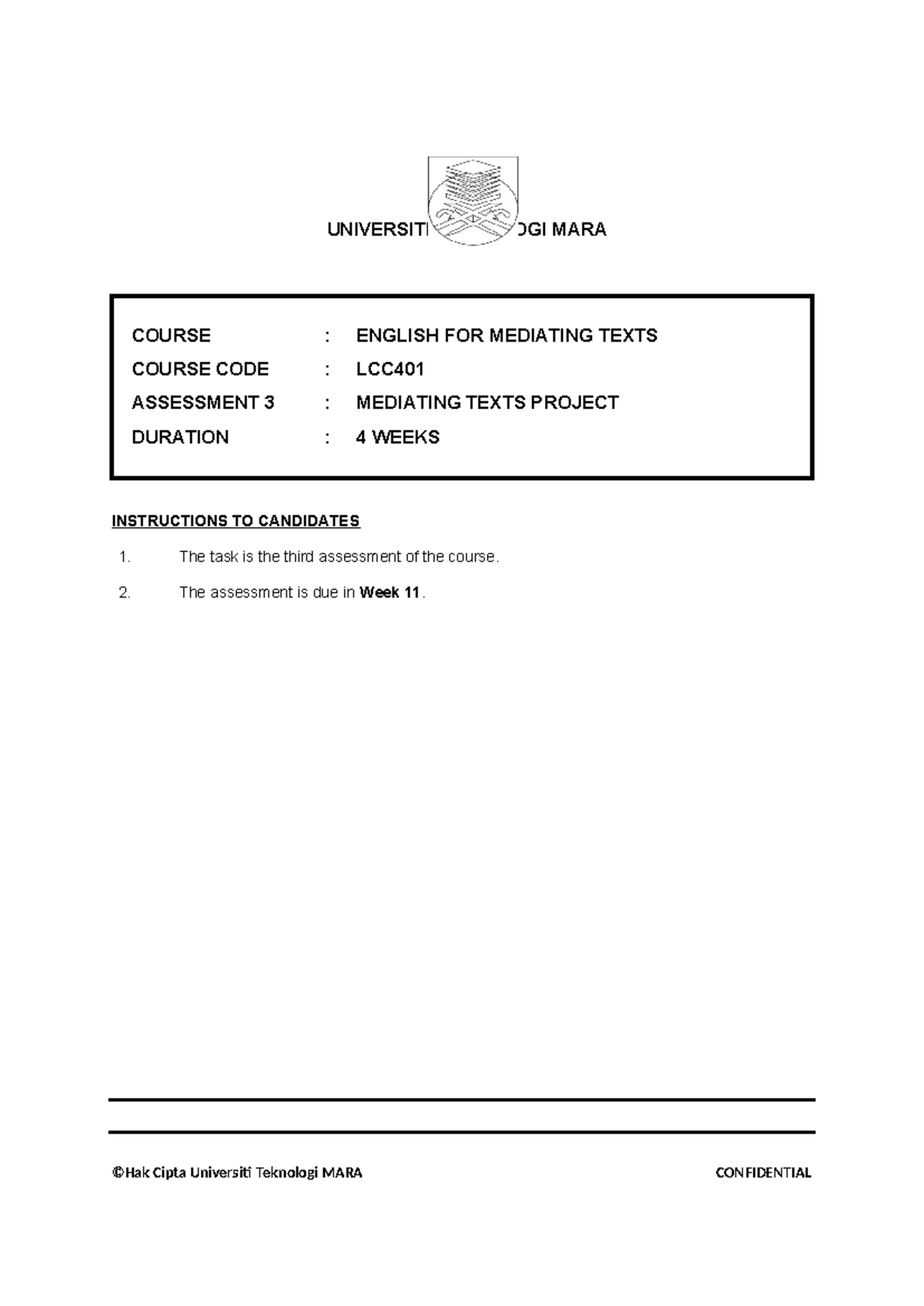 LCC401 Mediating Texts Project Outline: Adolescents & Social Media ...