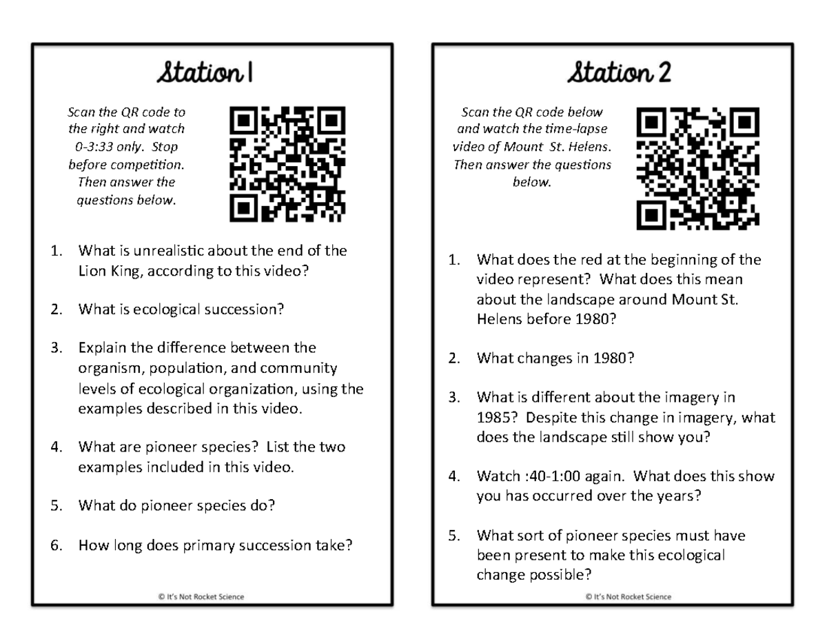 Ecological Succession Study Guide - Stations & Key Concepts - Studocu