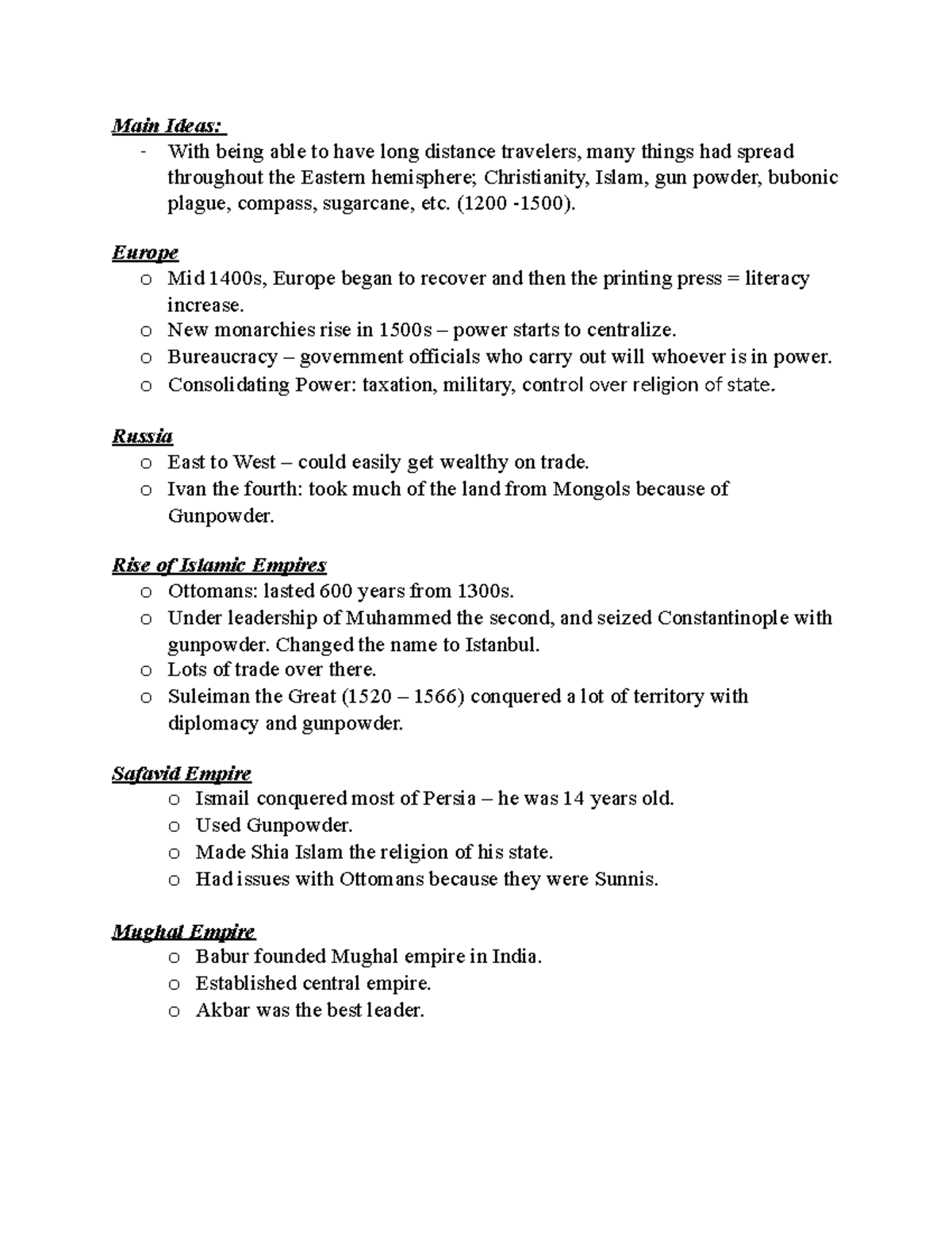 AP World History Unit 3: Empires and Their Dynamics (1200-1500) Study ...