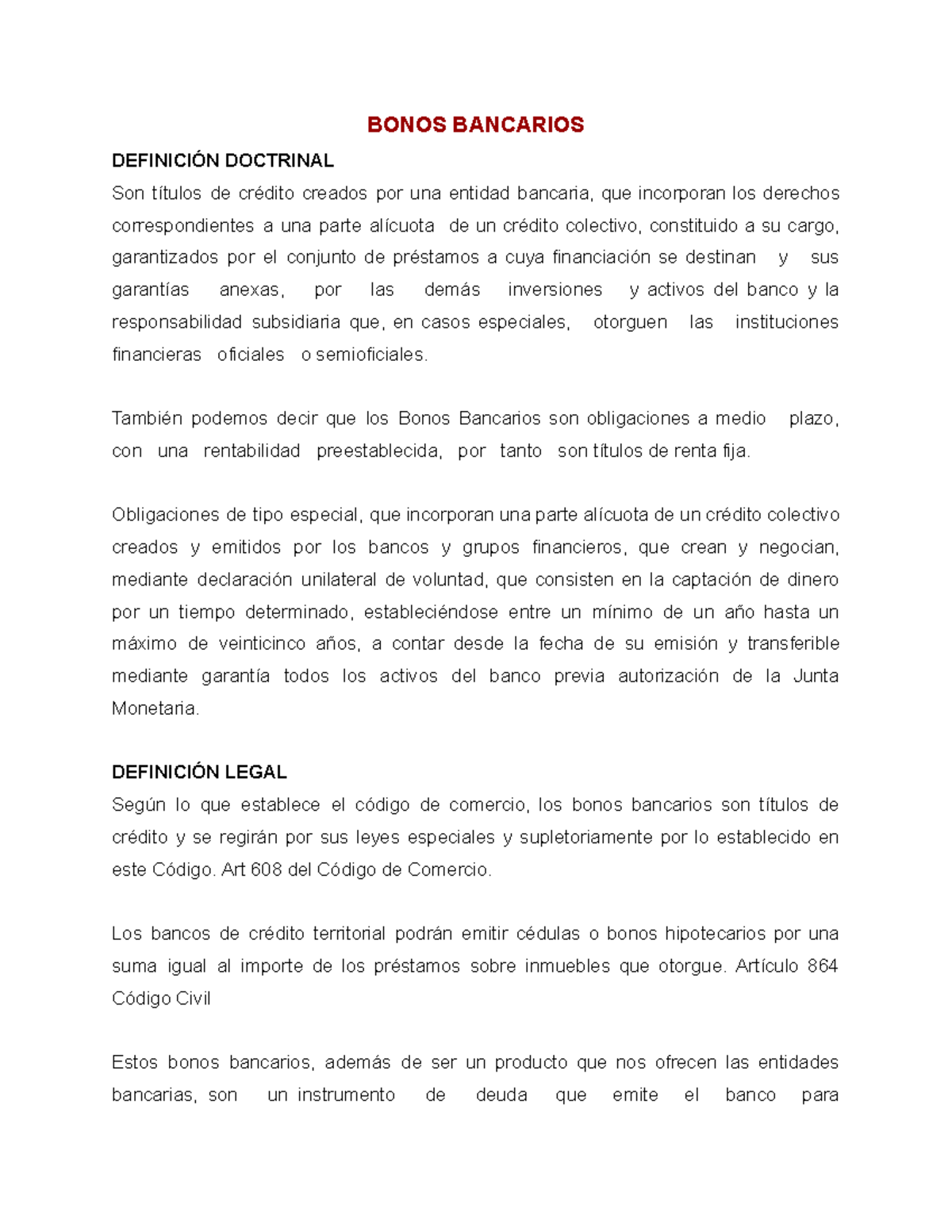 Bonos Bancarios: Definición, Características y Legislación Aplicable ...