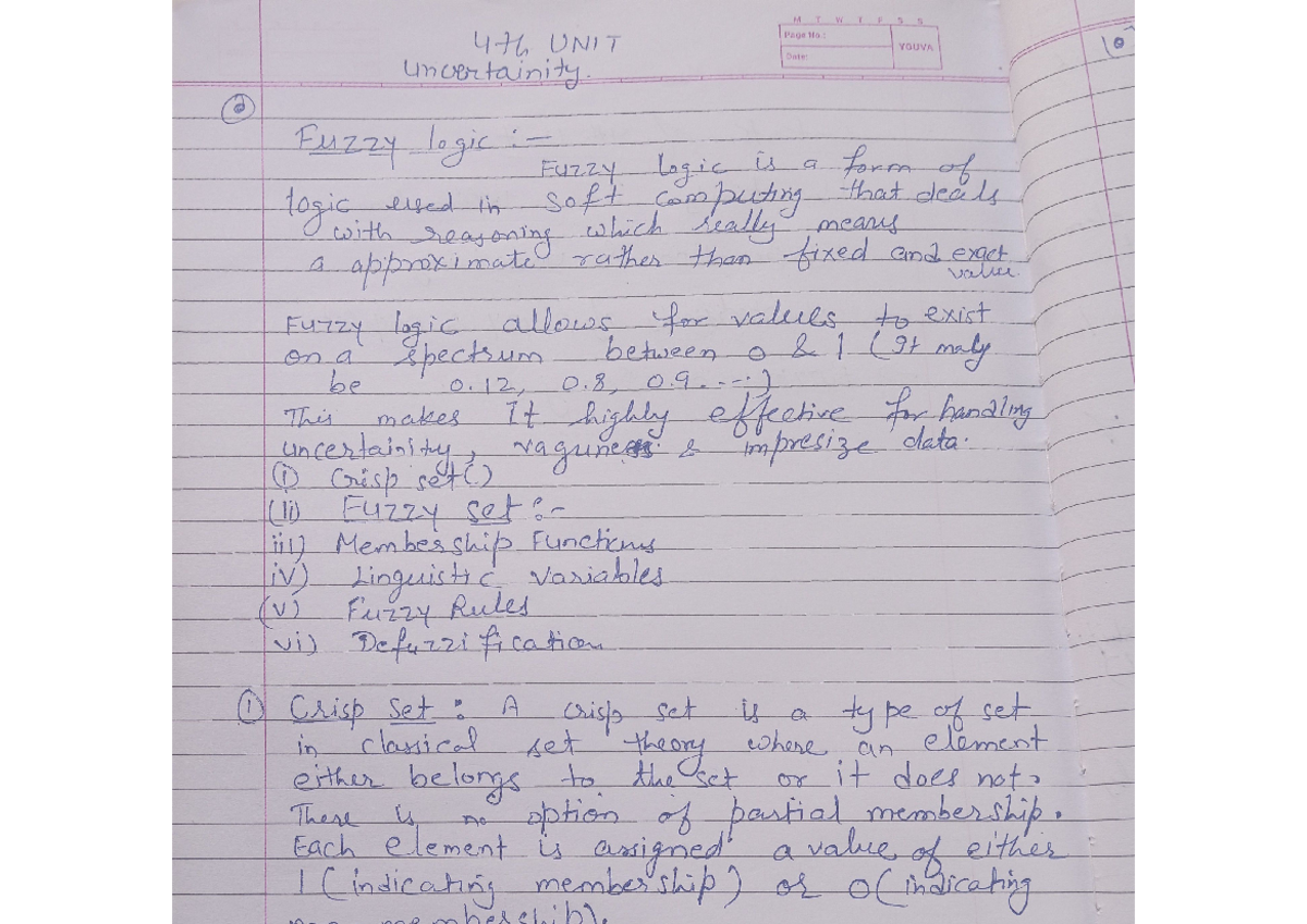 PDF Soft computing unit 4 information and uncertainty - M T F 4th UNIT Page No.: YOUVA Date ...