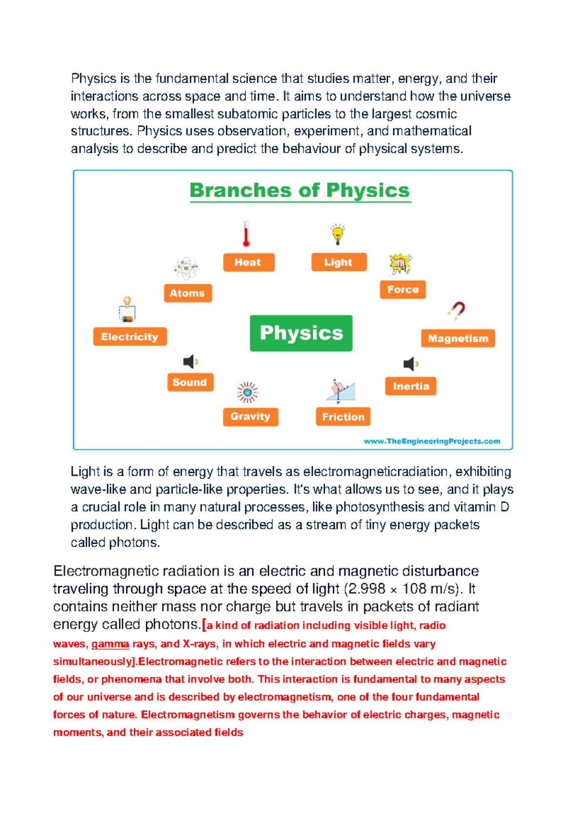 Light and Electromagnetic Radiation: Class X Overview - Studocu