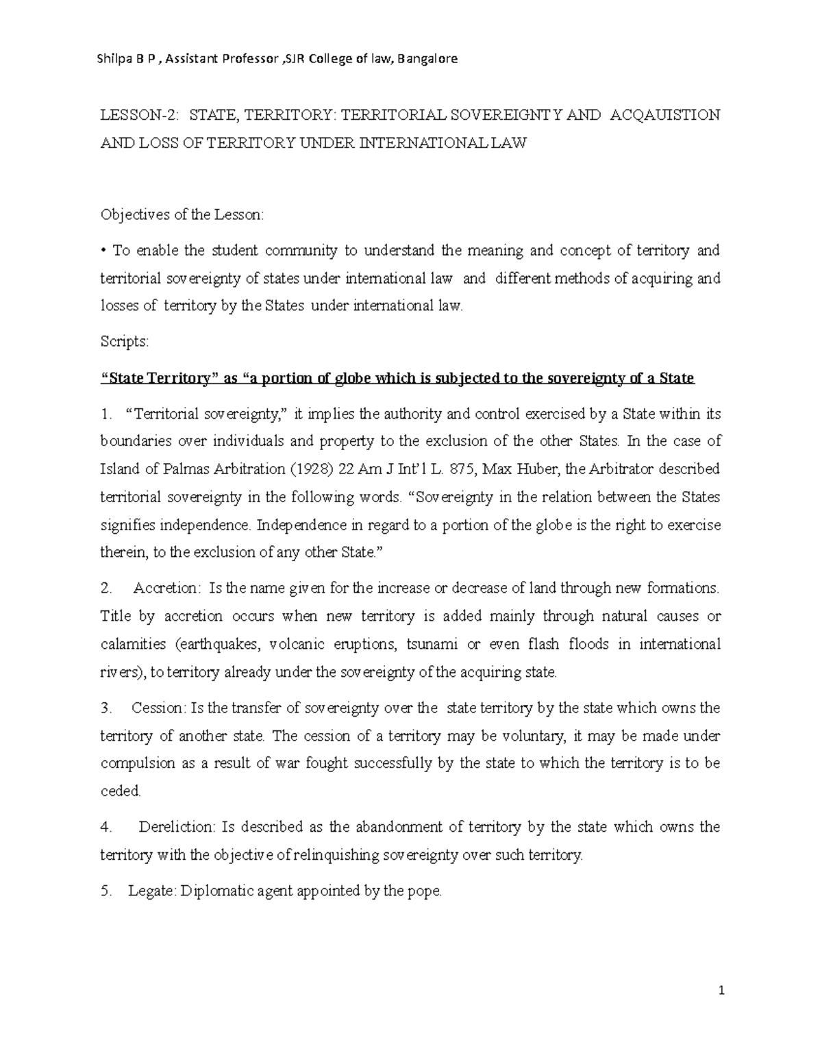Acquisition and loss of territory - LESSON-2: STATE, TERRITORY ...