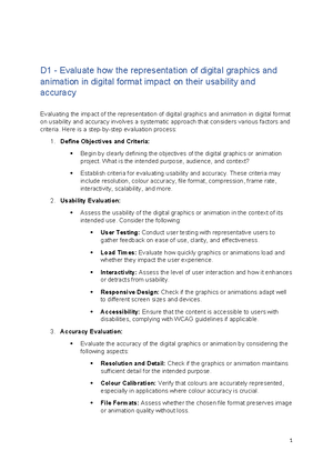 P1 - assignment 1 unit 11 - P1 - Explain the characteristics of digital ...