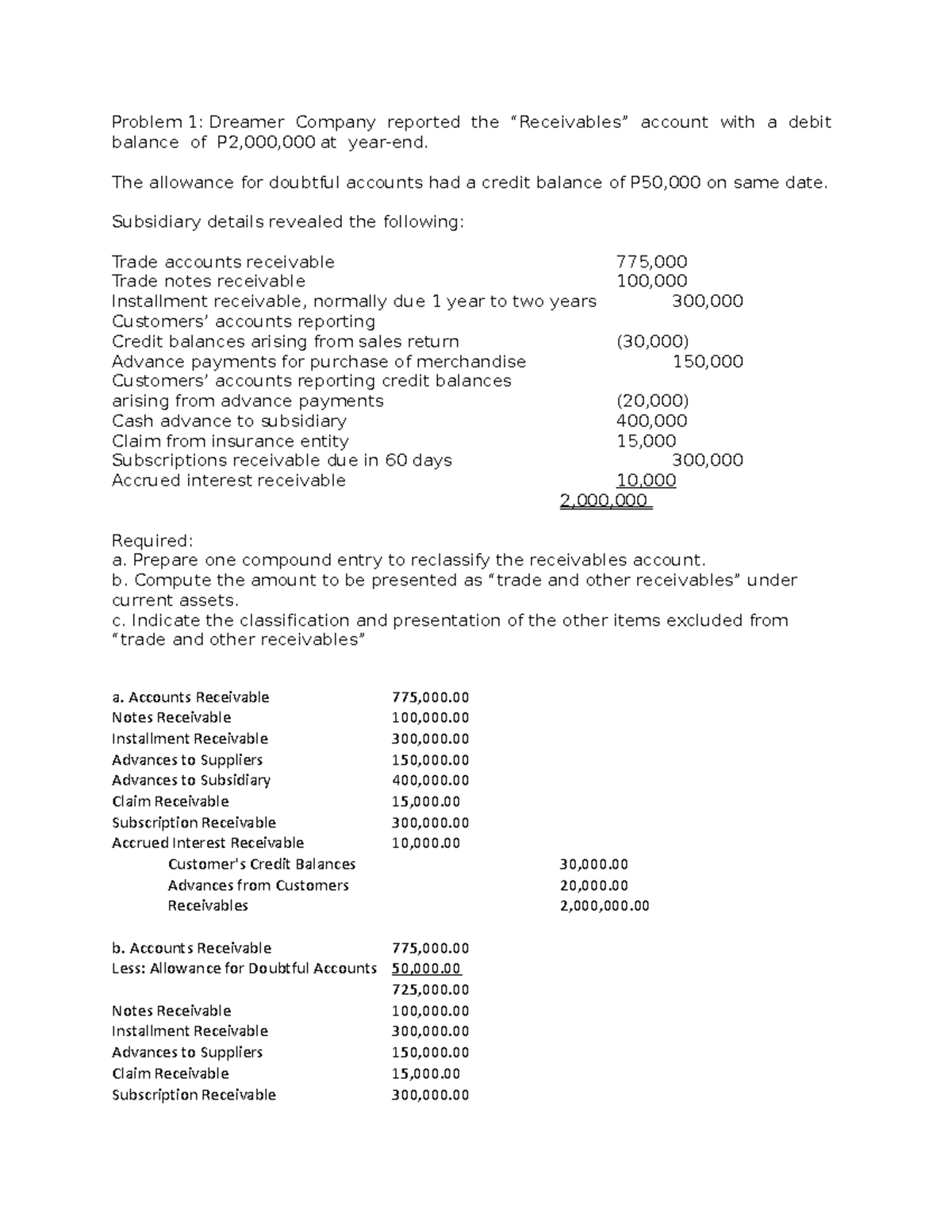 Chapter 4 - Sample Problem on Receivables Calculation and ...