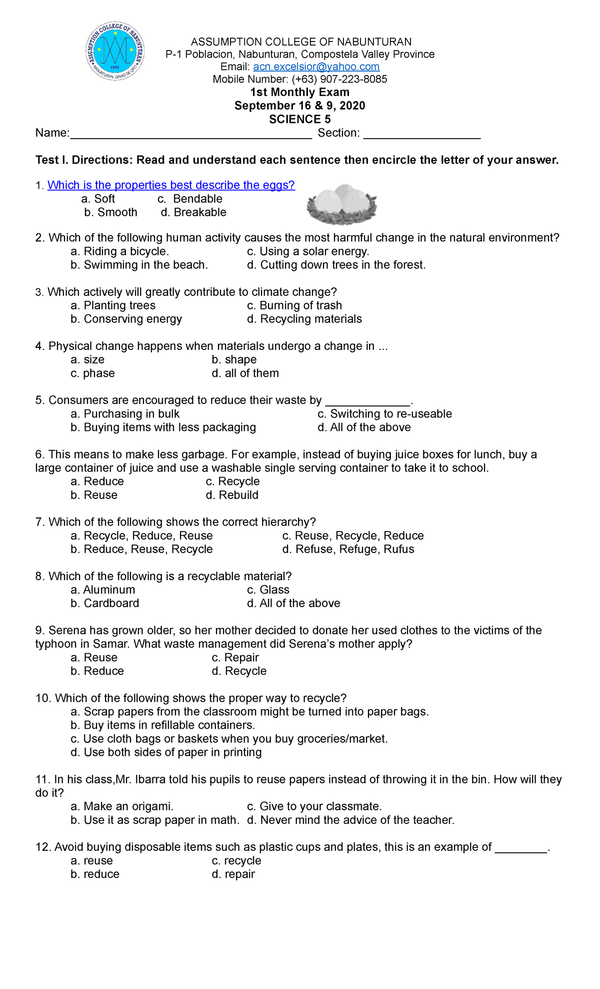Science 5 - lesson plan - ASSUMPTION COLLEGE OF NABUNTURAN P-1 ...