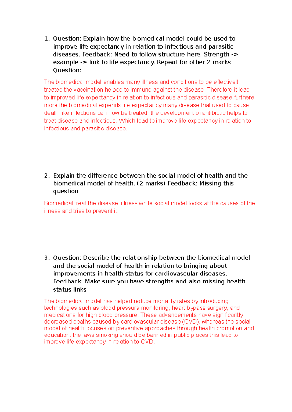 Biomedical Model & Health: Improving Life Expectancy in Diseases - Studocu