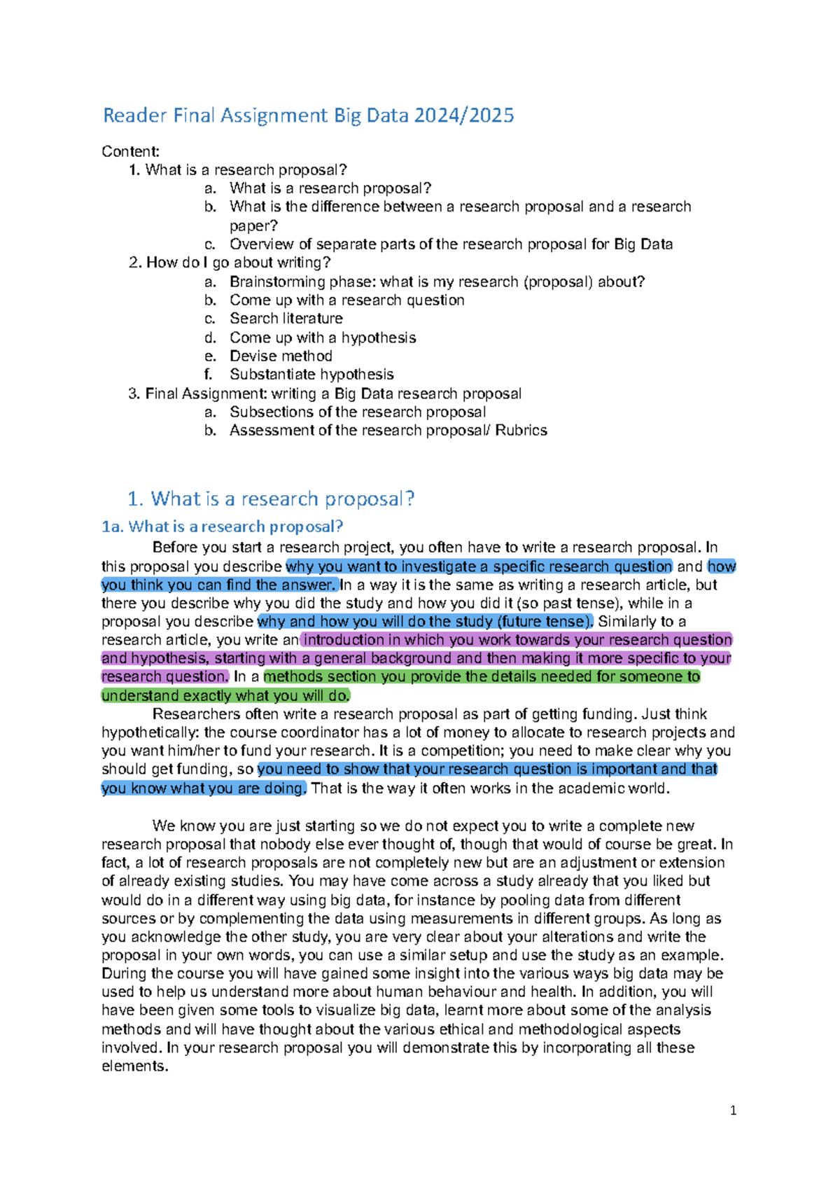 Big Data Research Proposal Guidelines (Final Assignment) - Studeersnel