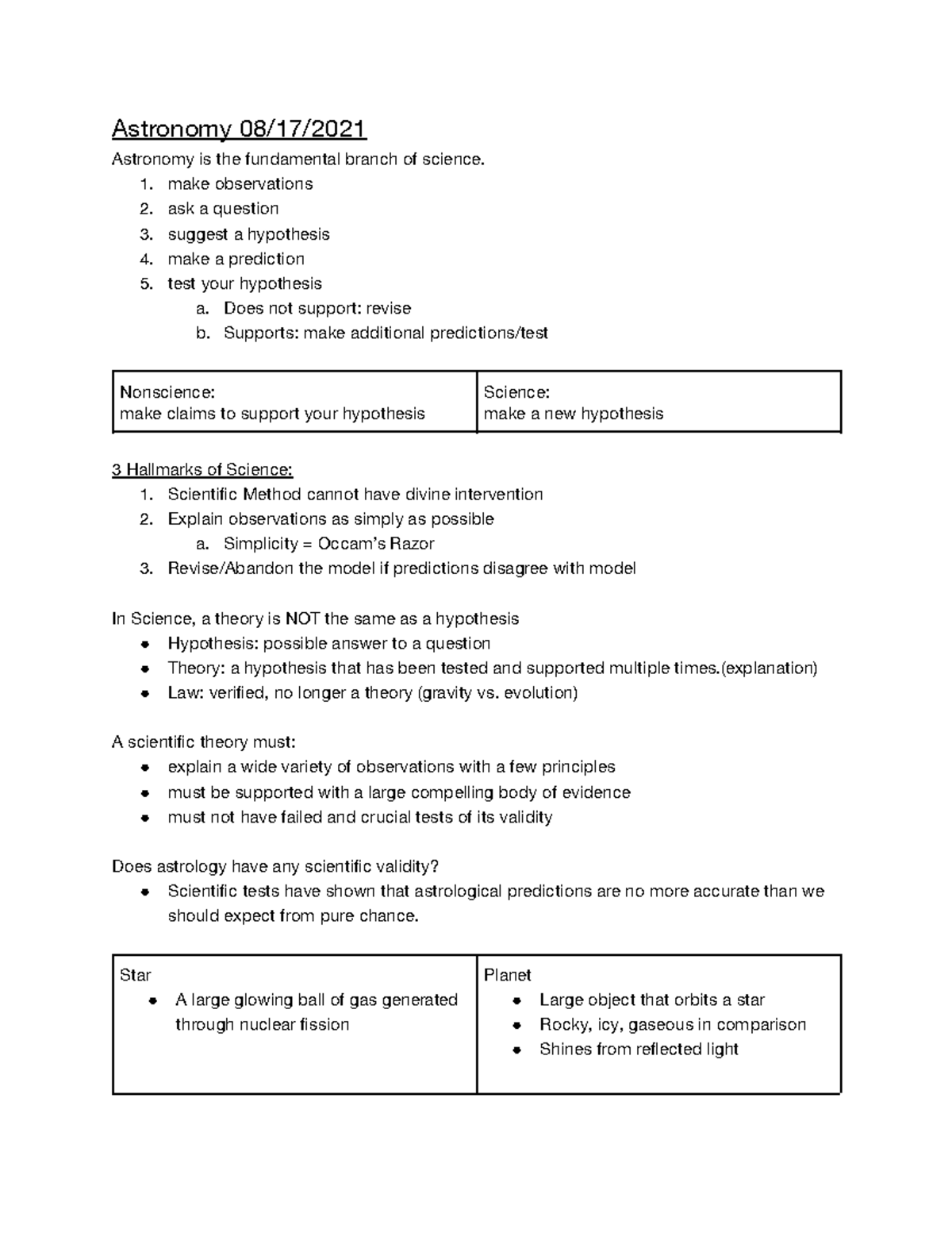 Introduction To The Universe Chapter 1 Notes - Astronomy 08/17 ...