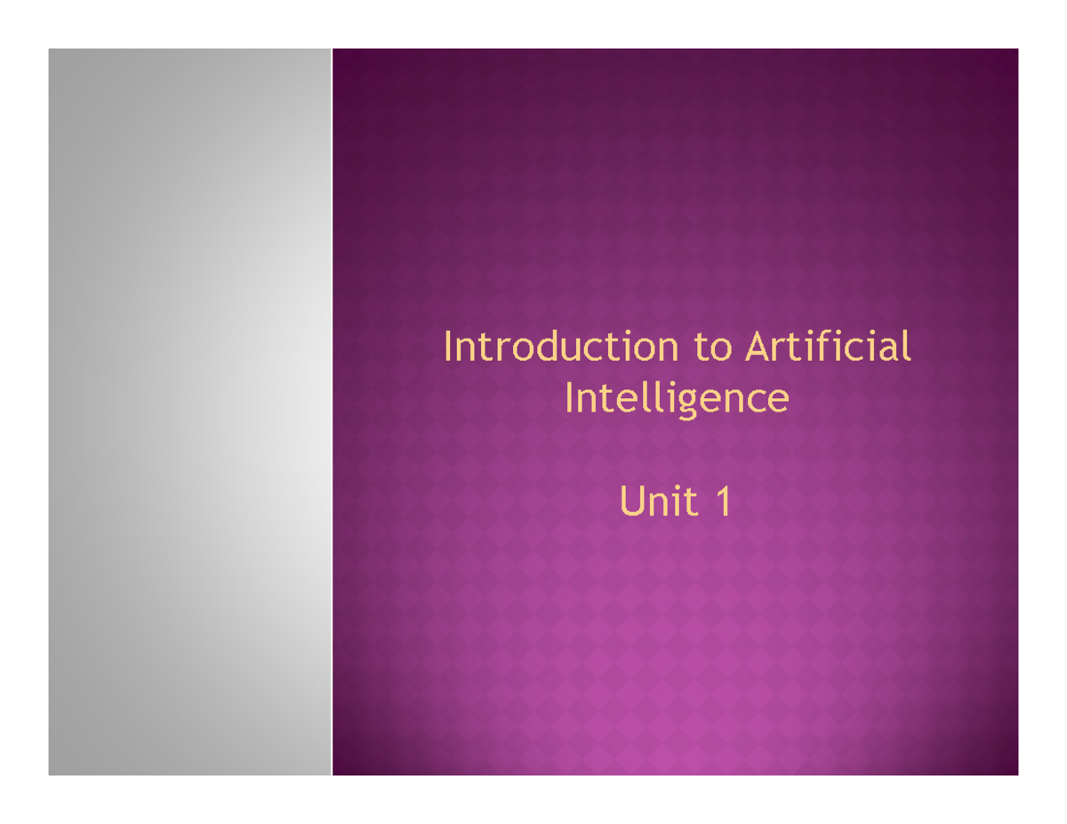 Unit 1: Introduction to AI - Concepts and Applications - Studocu