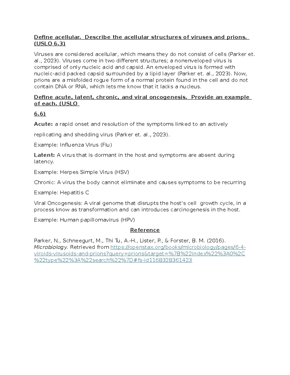 Week6 reflection micro - Define acellular. Describe the acellular ...