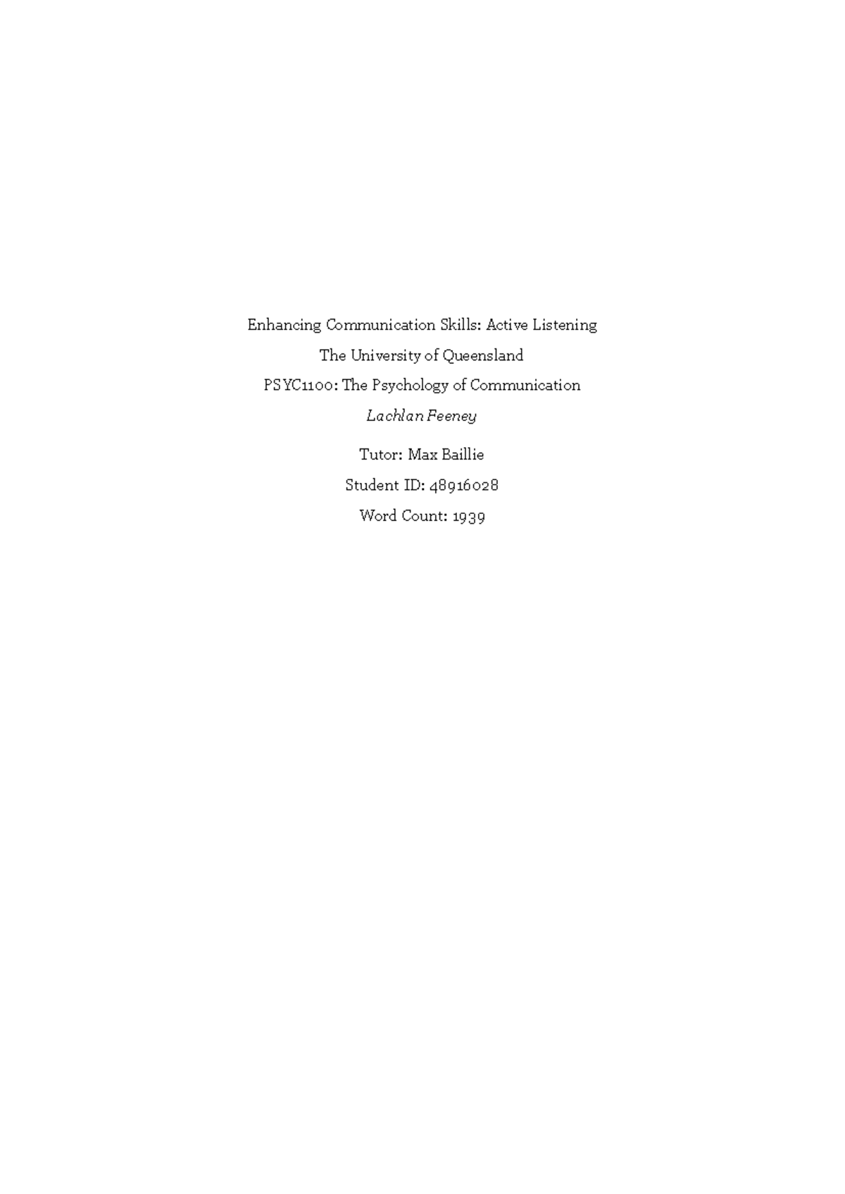 Communication Skills Essay Final - Enhancing Communication Skills ...