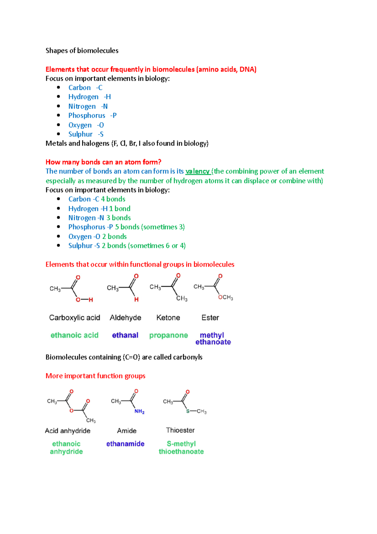 Shapes of biomolecules - Shapes of biomolecules Elements that occur ...
