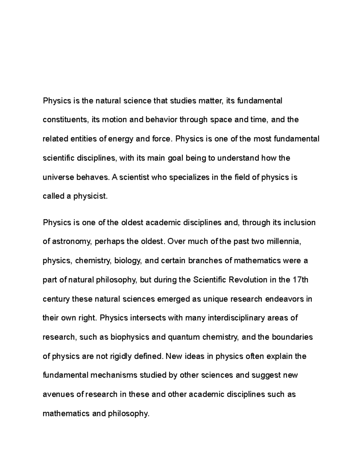 Physics - Physics is one of the most fundamental scientific disciplines ...