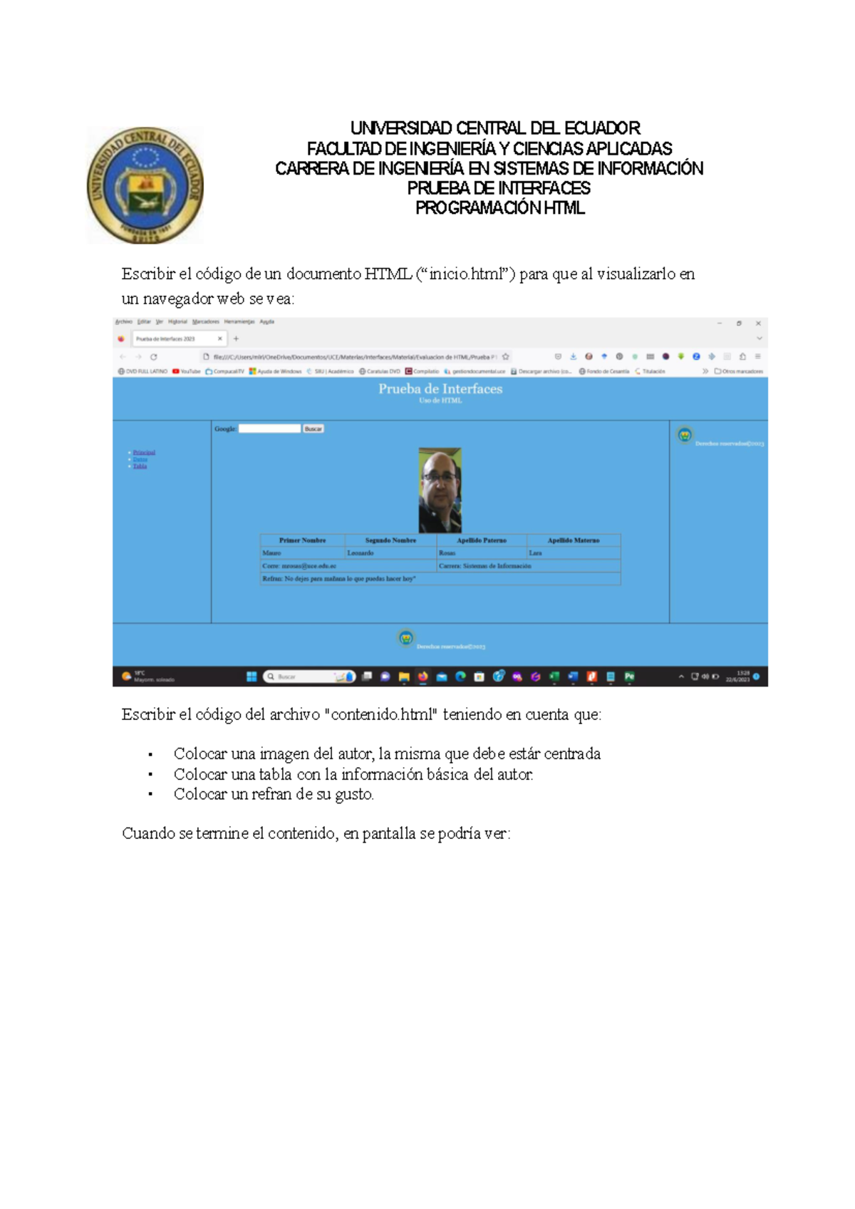 Prueba de Interfaces P2023: Creación de Documento HTML - Studocu