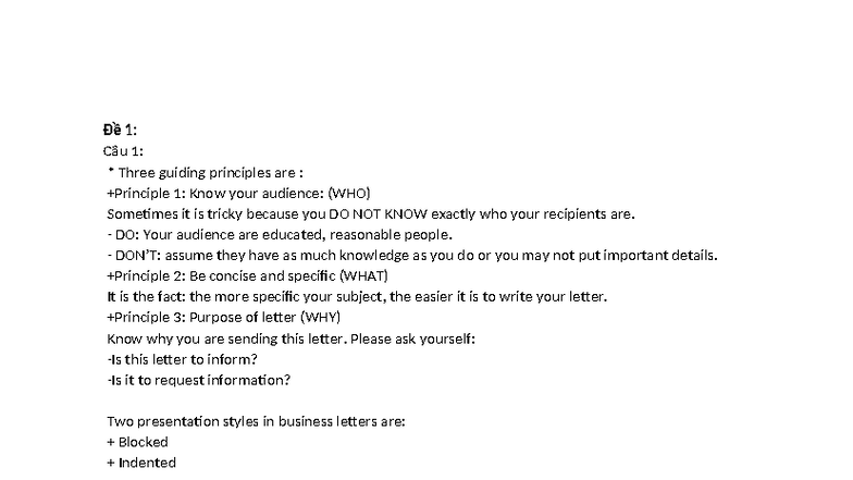 GKY LTA: Business Letter Writing Principles and Practices - Studocu