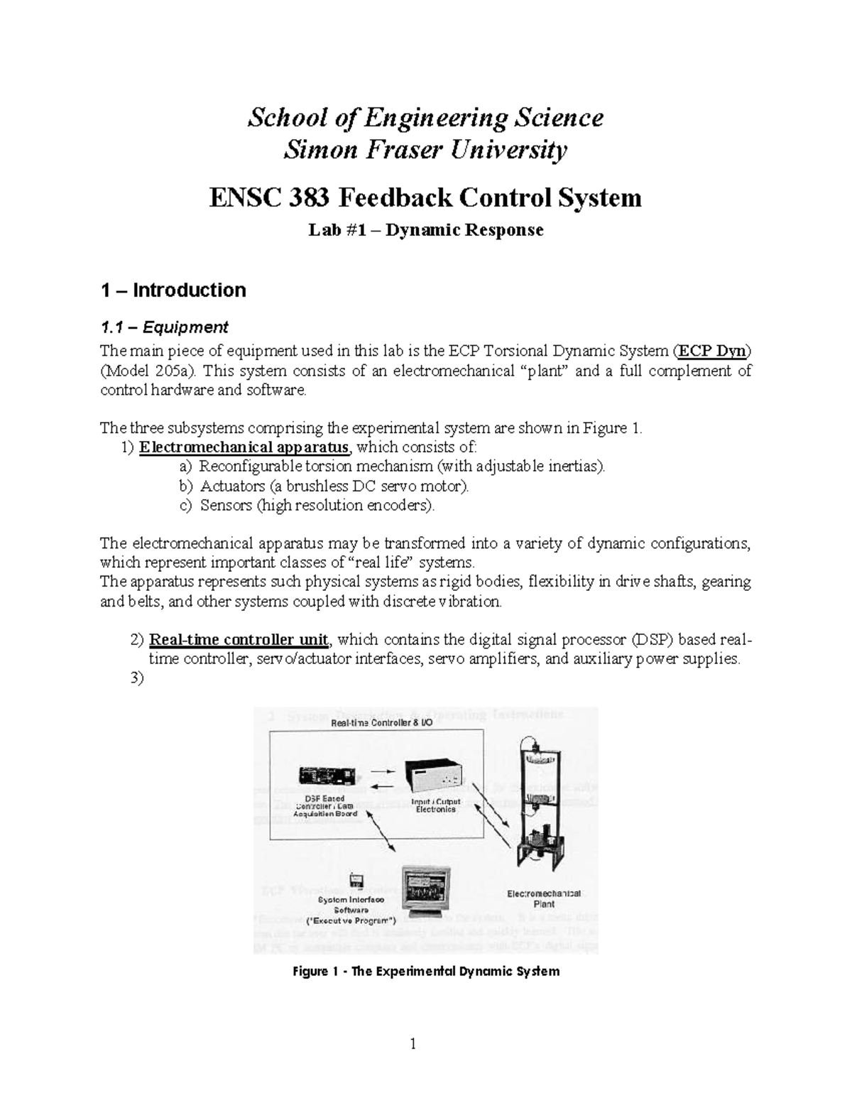 Lab 1 updated - Feedback Control Systems - School of Engineering ...