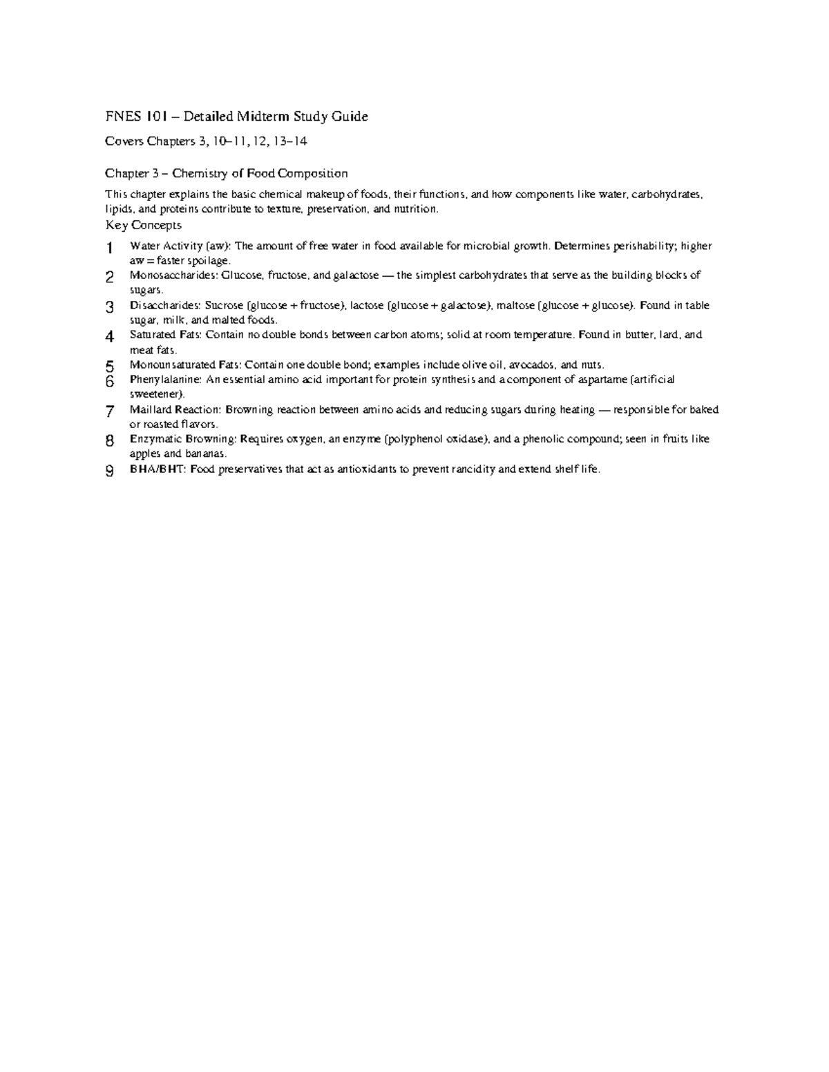 FNES 101 Midterm Study Guide: Key Concepts in Food Science - Studocu