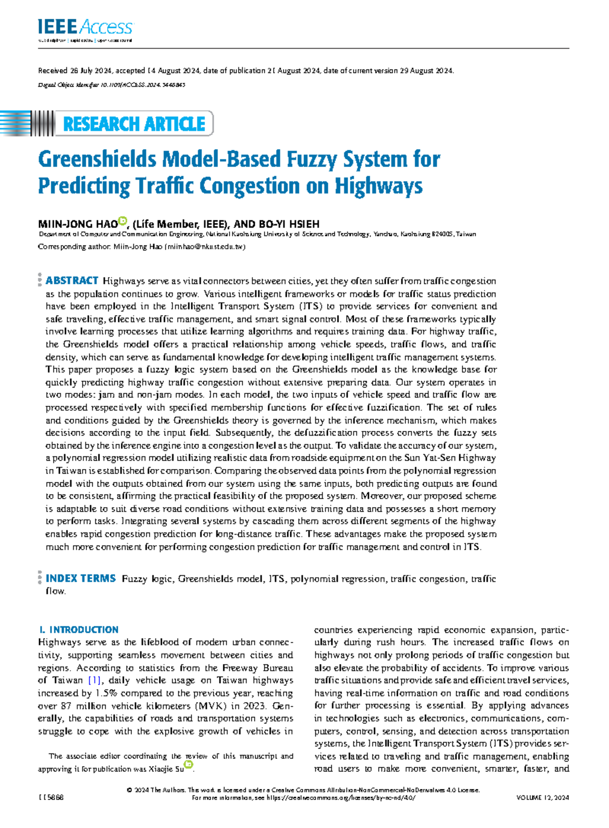 Greenshields Model-Based Fuzzy System for Highway Traffic Congestion ...