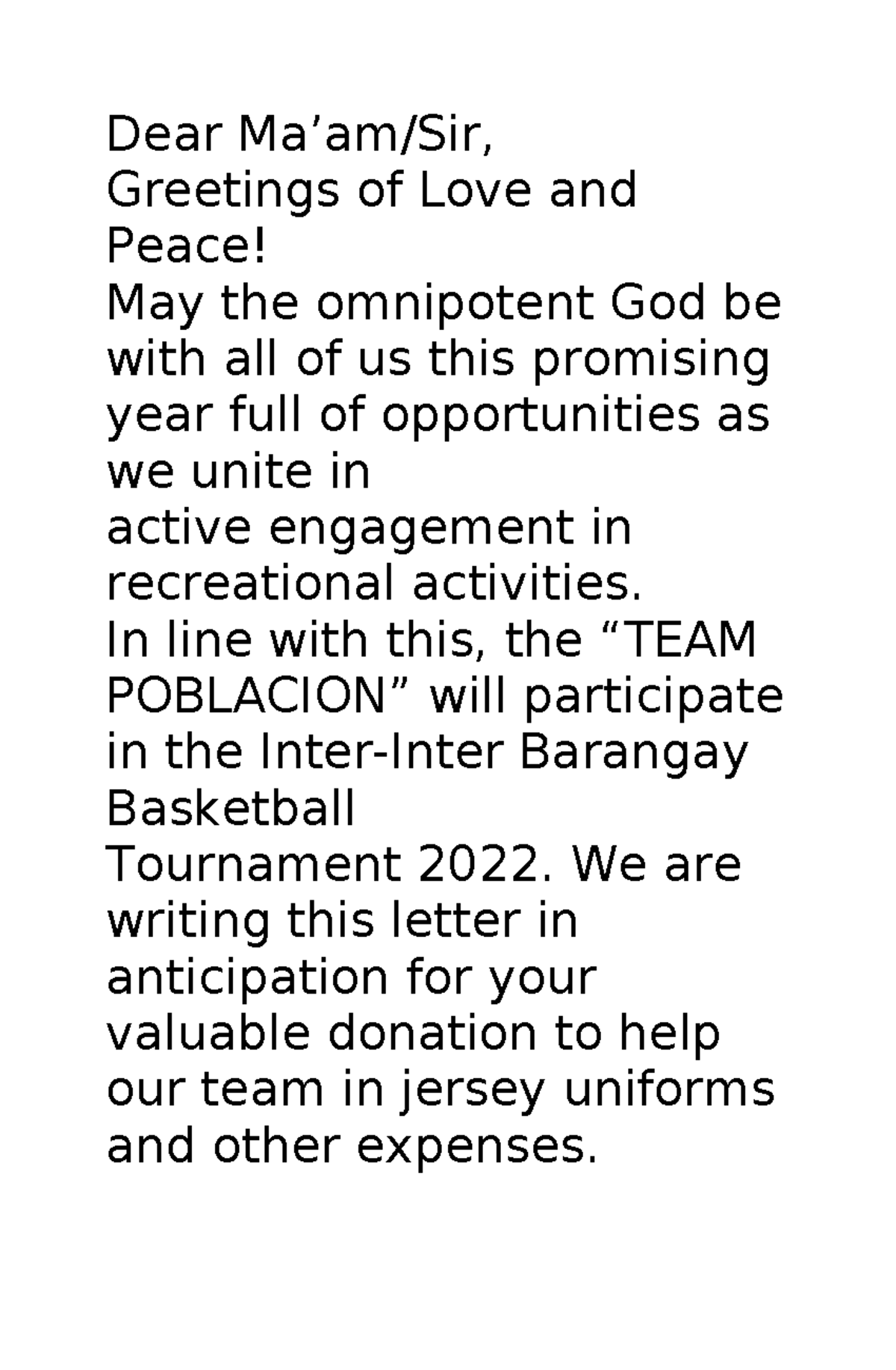 EOK Basketball Team Solicitation for ISAIAH 7:14 Tournament Support ...