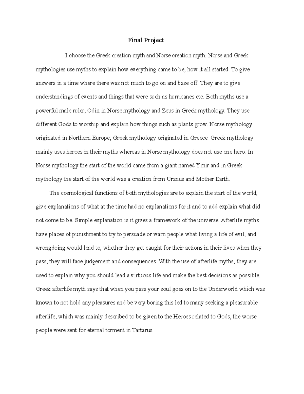 Final Project 7 Mythology - Final Project I choose the Greek creation ...