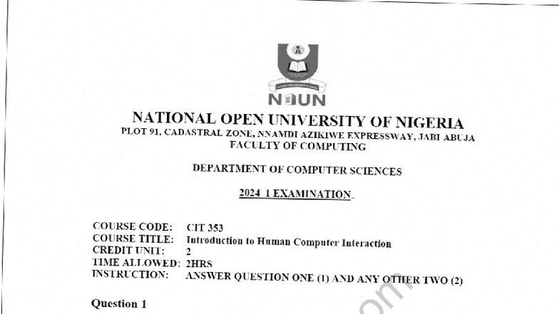 CIT 353 Final Exam: Introduction to Human-Computer Interaction - Studocu