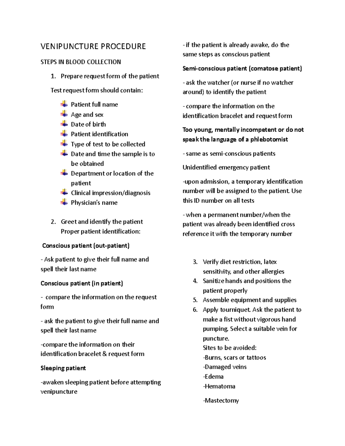 PMLS 2 Midterm LEC - Venipuncture Procedure Steps and Considerations ...