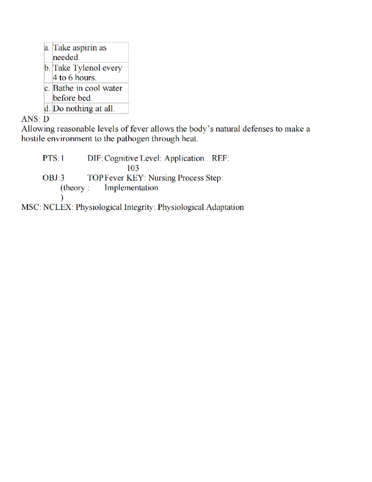 Test Bank for Medical-Surgical Nursing (5th Ed) - Fever Management ...