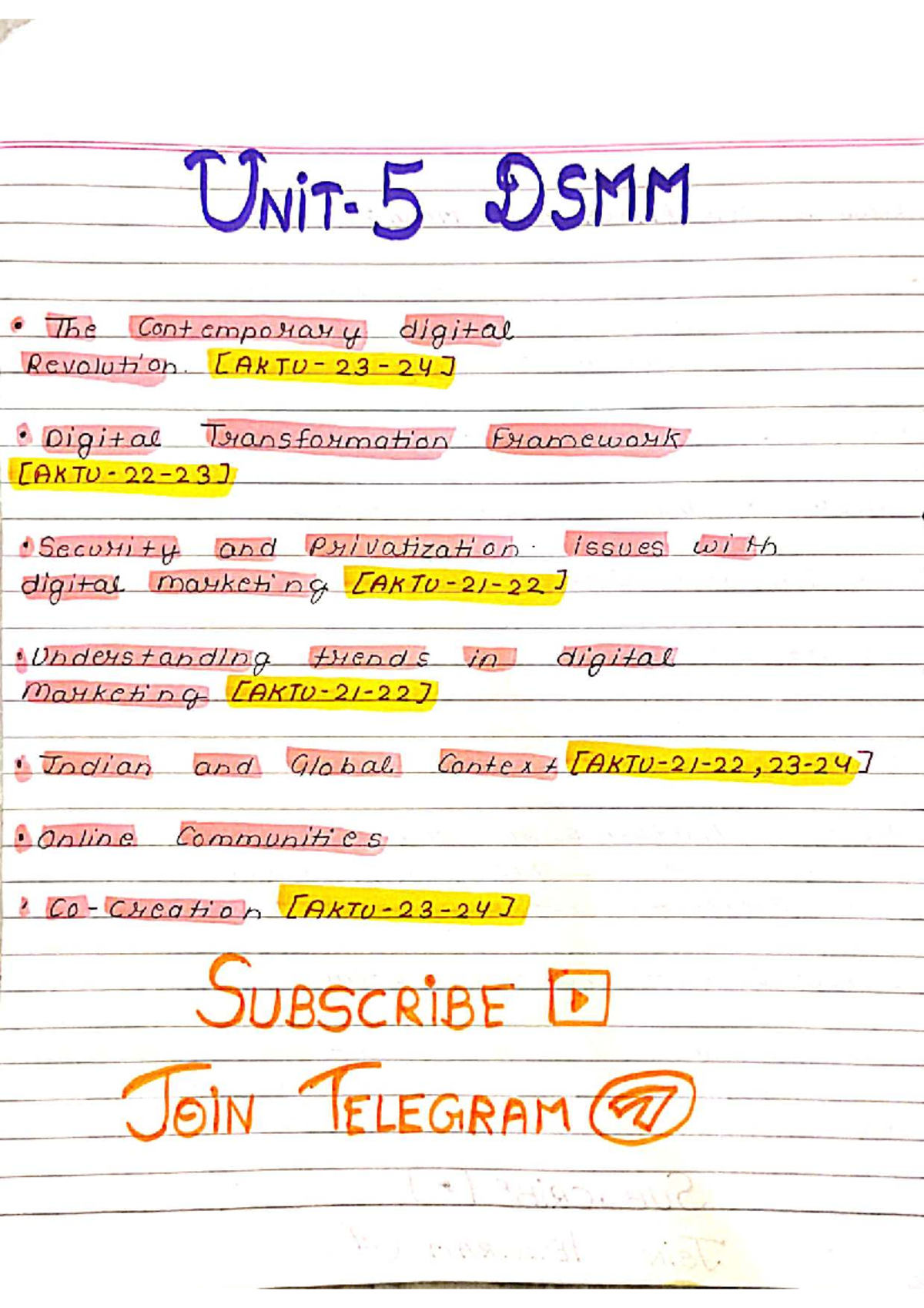 DSMM UNIT-5: Digital Transformation Framework & Marketing Trends - Studocu