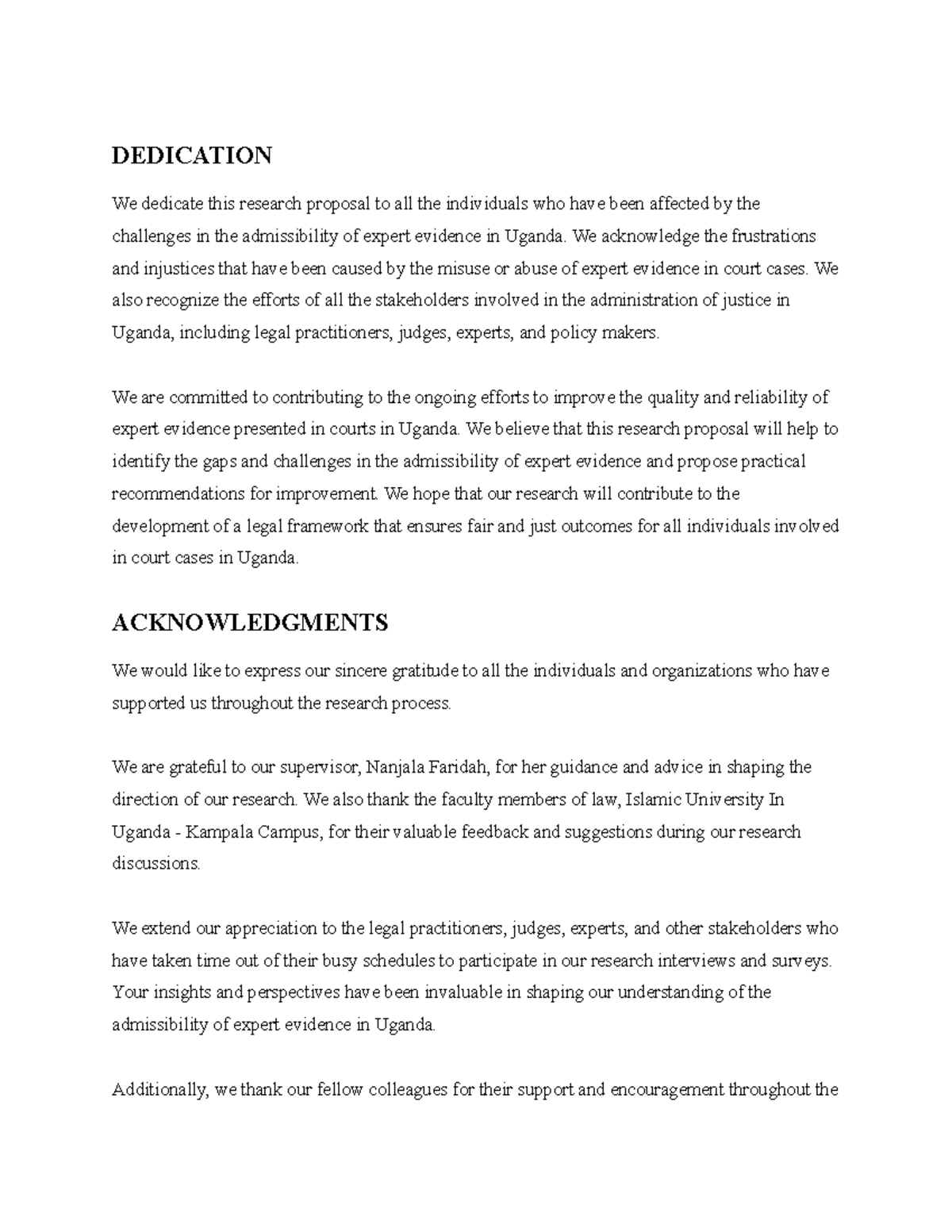 Critical Analysis of Admissibility of Expert Evidence in Uganda - Studocu