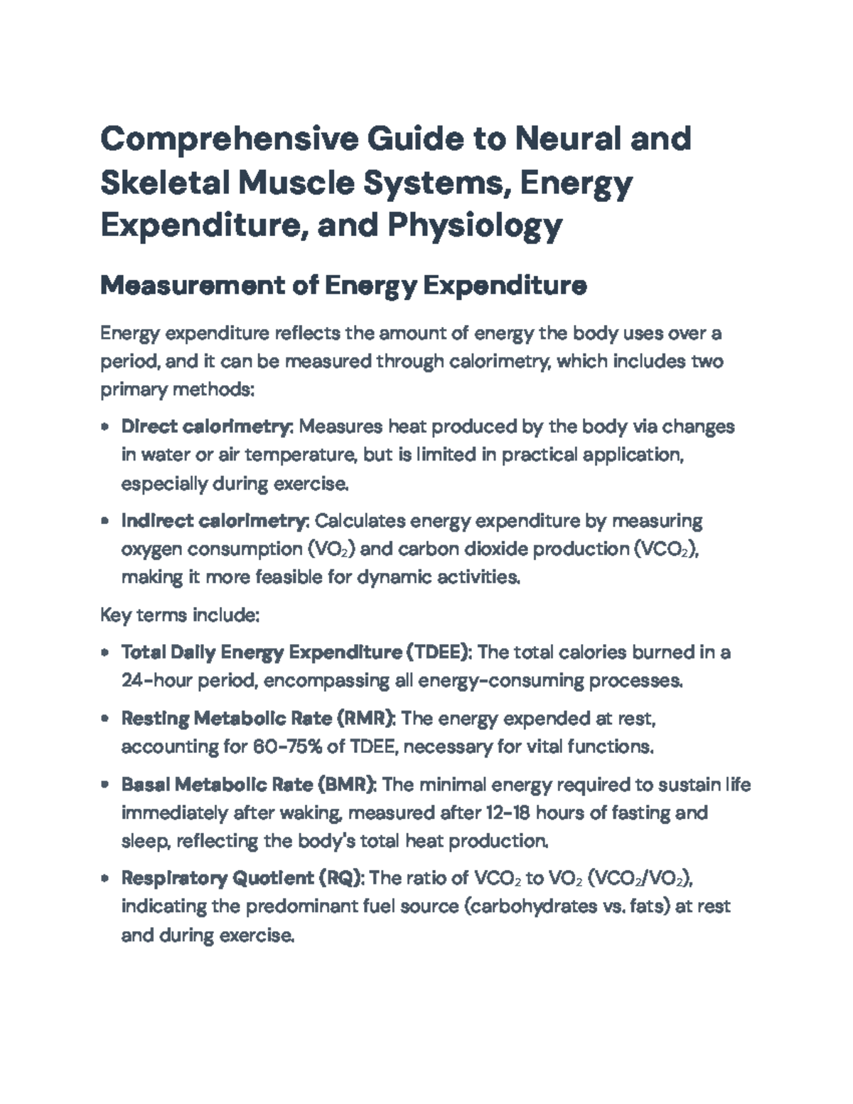 Comprehensive Guide to Energy Expenditure & Muscle Physiology (BIO 101 ...