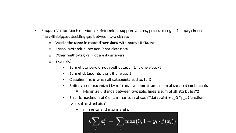 ISYE Week 1: Support Vector Machine Classification Notes - Studocu