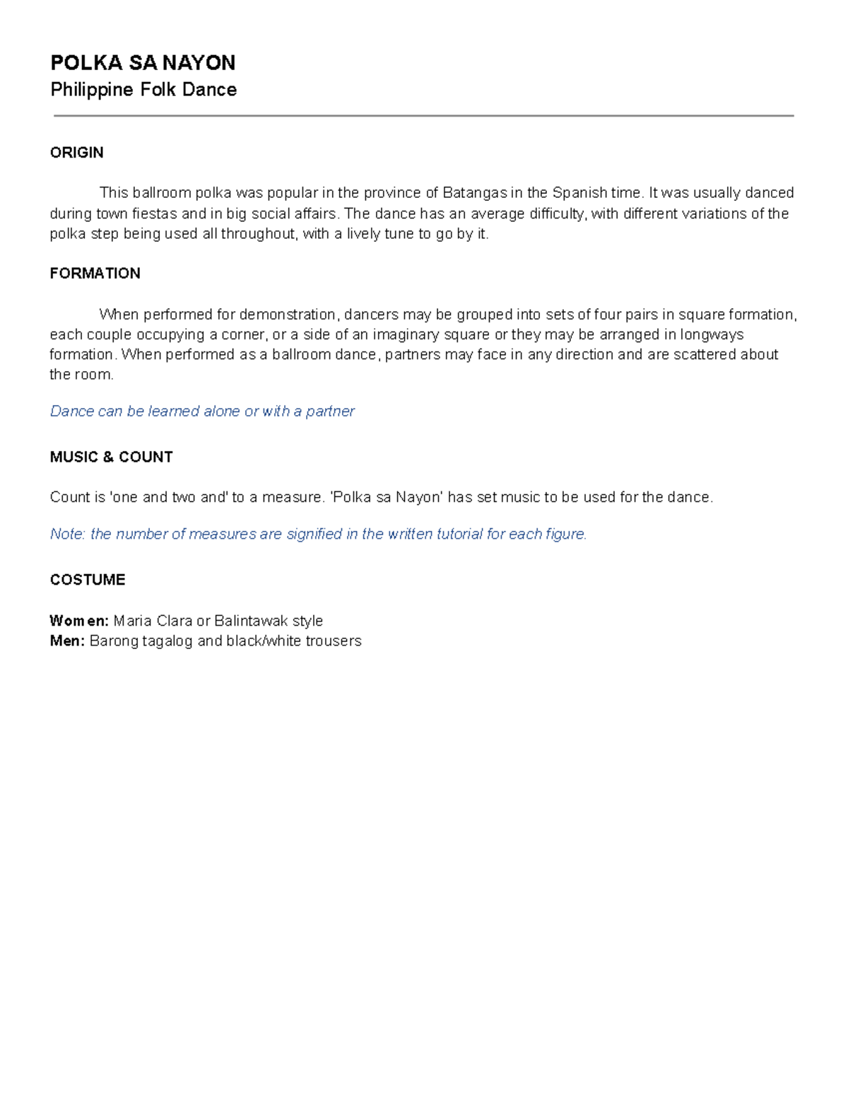 Polka-SA- Nayon - POLKA SA NAYON Philippine Folk Dance ORIGIN This ...