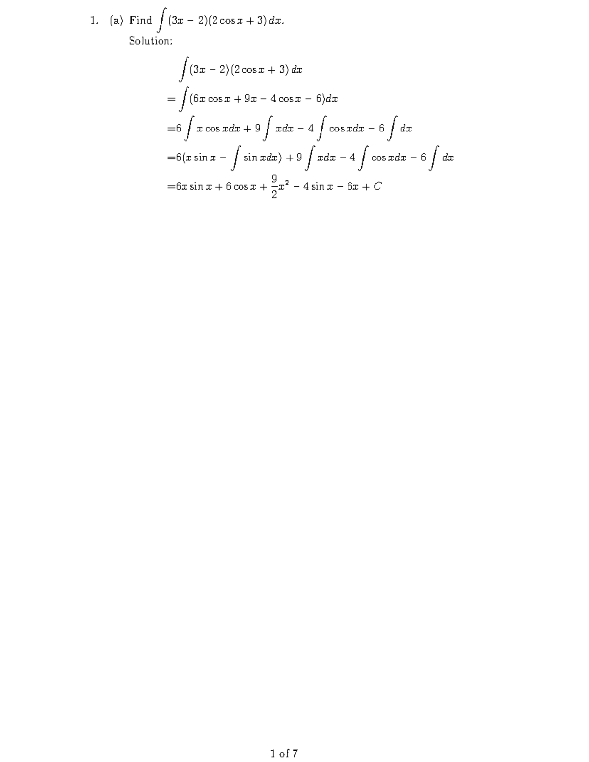 Test 2 Solutions (2019): Integral Calculus Questions & Answers - Studocu