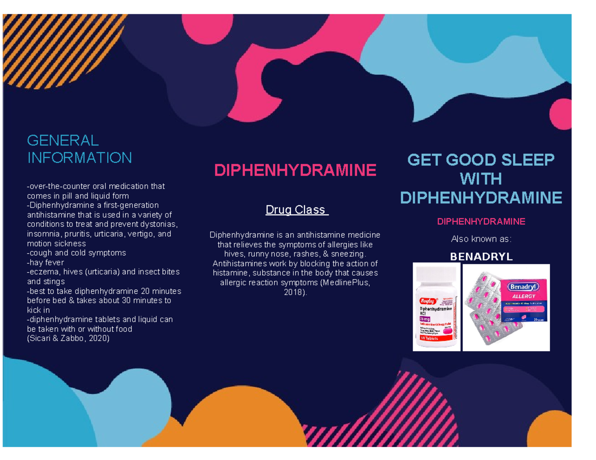Diphenhydramine pamphlet - GENERAL INFORMATION - over-the-counter oral ...