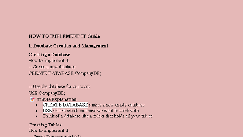 SQL Guide: Database Creation & Management Techniques - Studocu