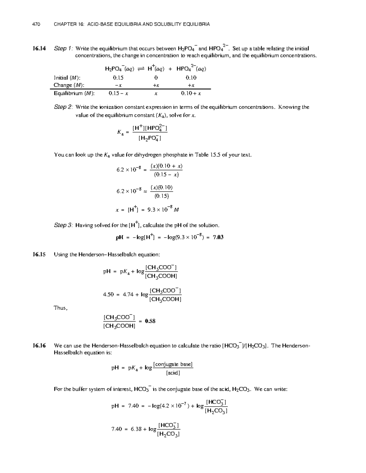 470 CHAPTER 16: EQUILIBRIA & SOLUBILITY EQUILIBRIA SOLUTIONS - Studocu
