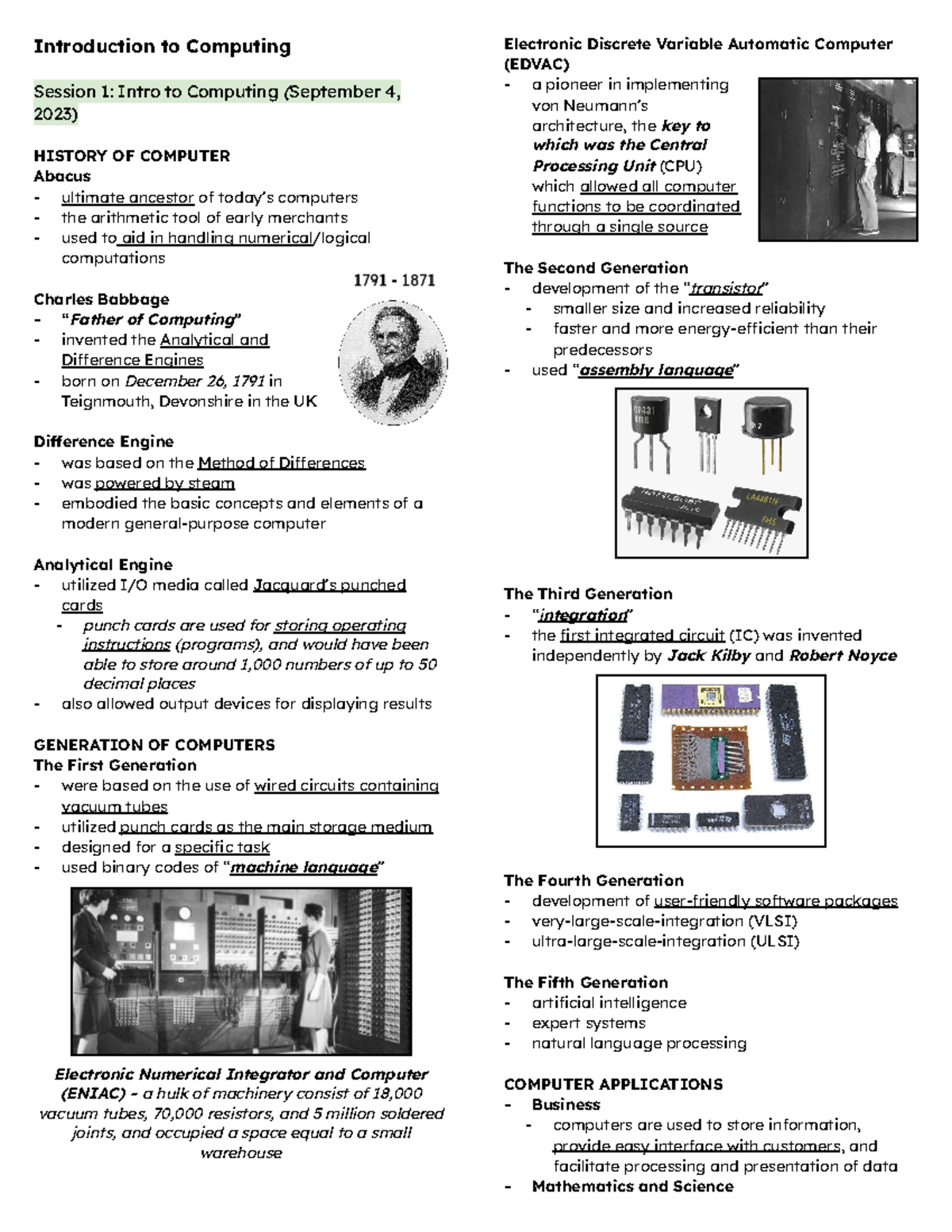 Introduction to Computing - Final Reviewer 1st Sem. (Chapters 1-3 ...