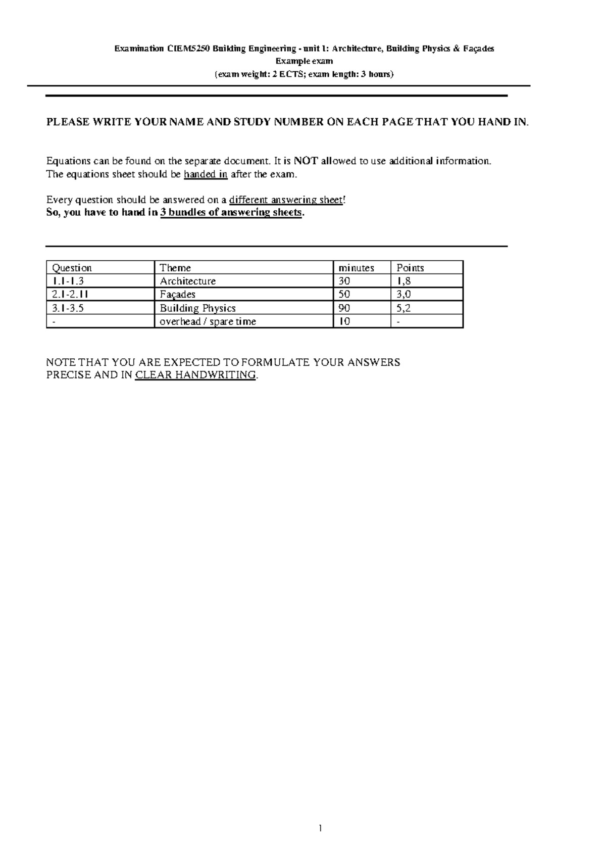 CIEM5250 Example Exam Unit 1 with Answers and Detailed Solutions ...