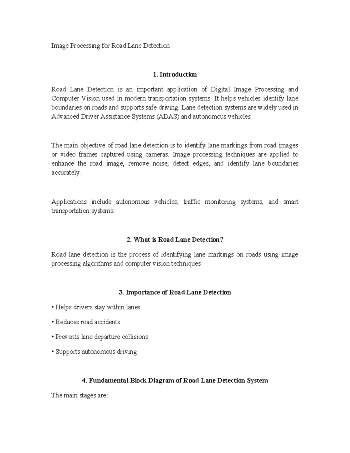Road Lane Detection Report: Techniques & Applications in Image ...