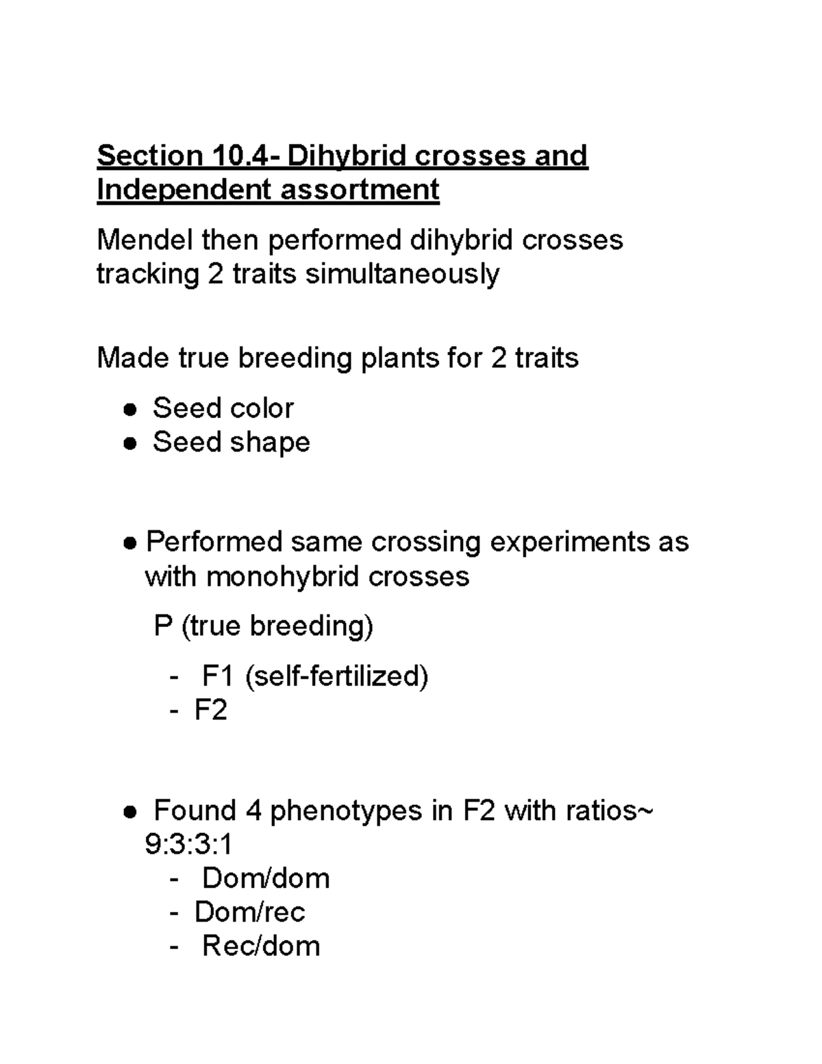 Chapter 10: Dihybrid Crosses & Genetic Linkage (Sections 4-5) - Studocu