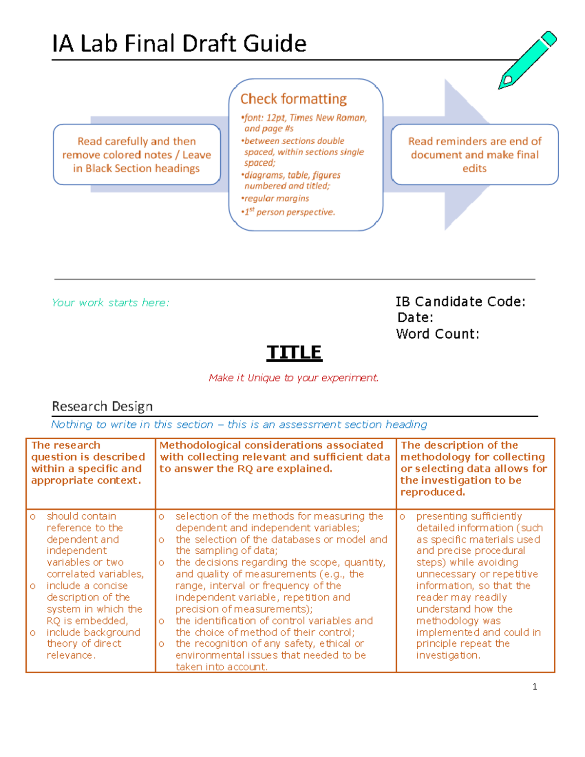 IA Final Draft Guide for IB DP Biology Exam 2025 - With Annotations - Studocu