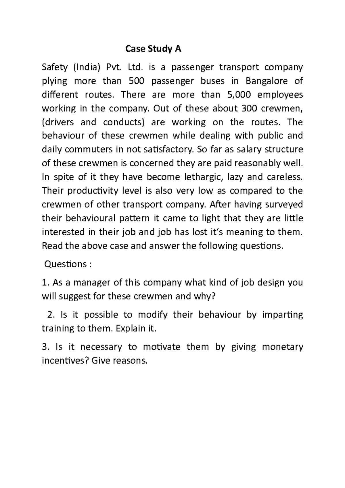Case Study Analysis for HRM 1 - Assignment Insights - Studocu