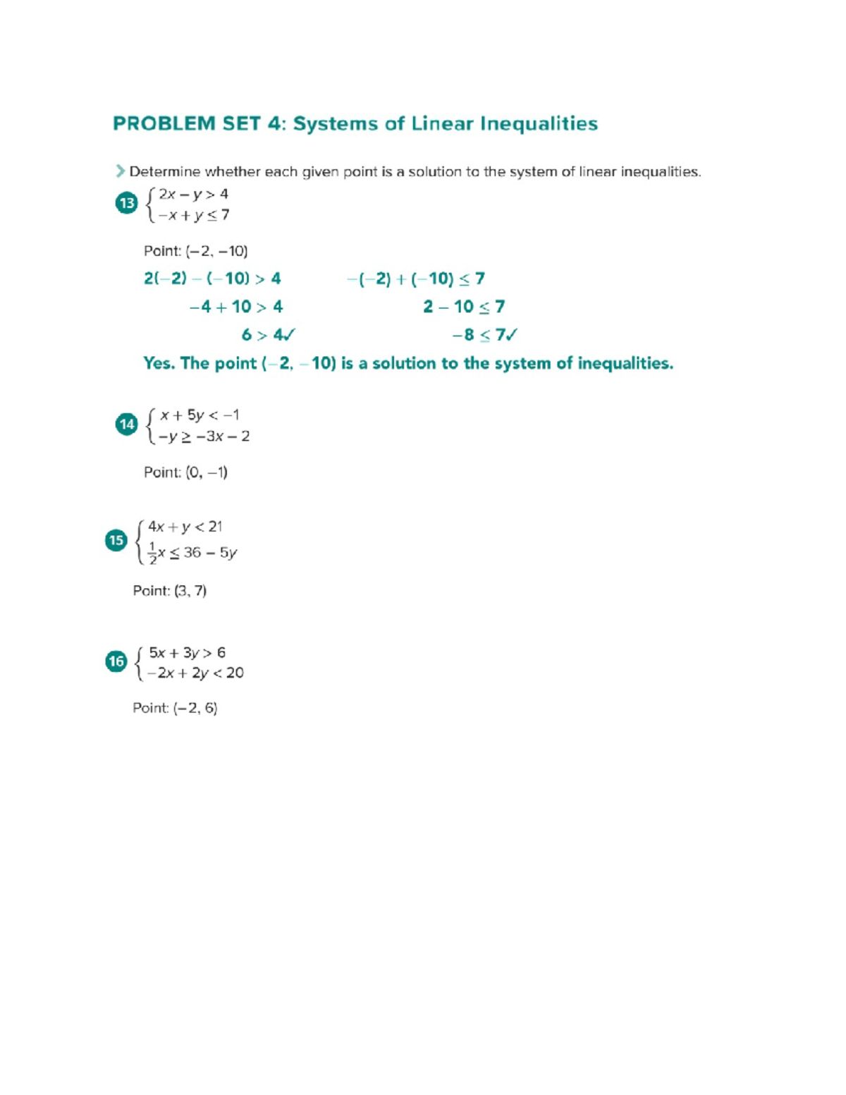 Problem Set 4 #13-16 Systems of Linear Inequalities - PROBLEM SET 4 ...