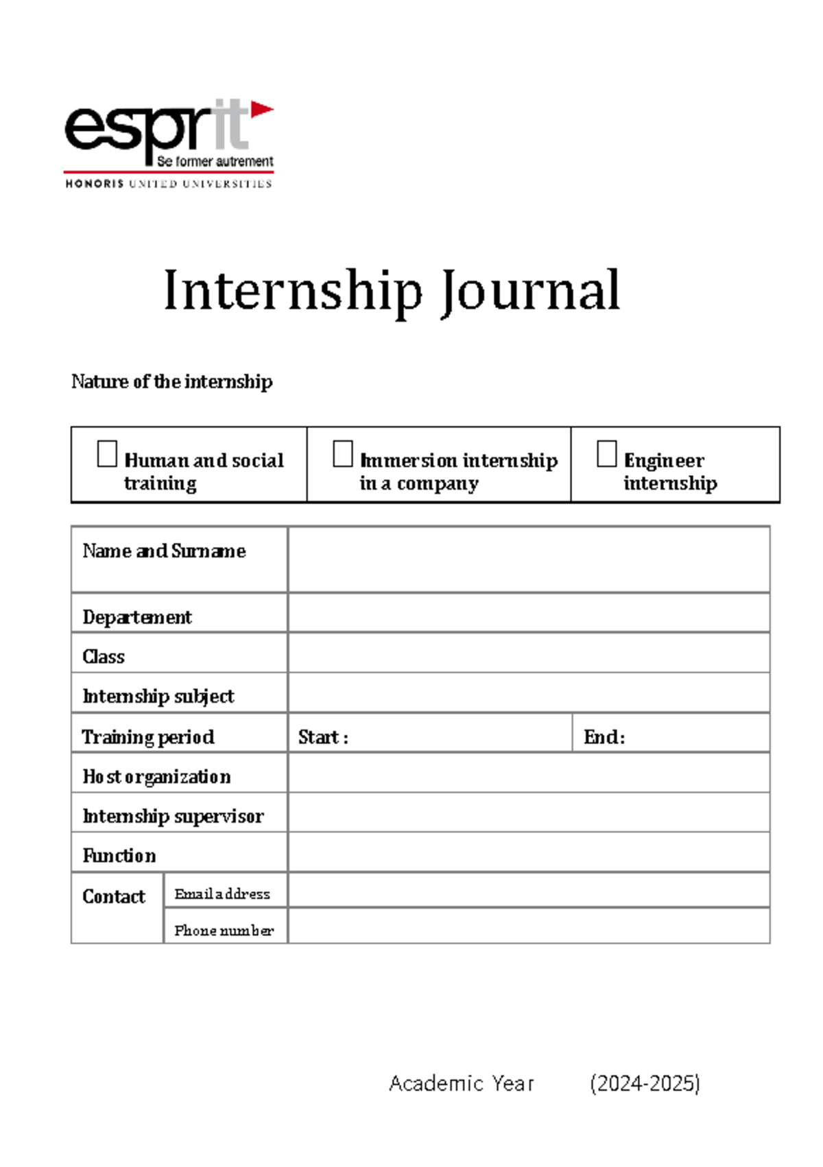 Filled Internship Journal - Internship Journal Nature of the internship ...