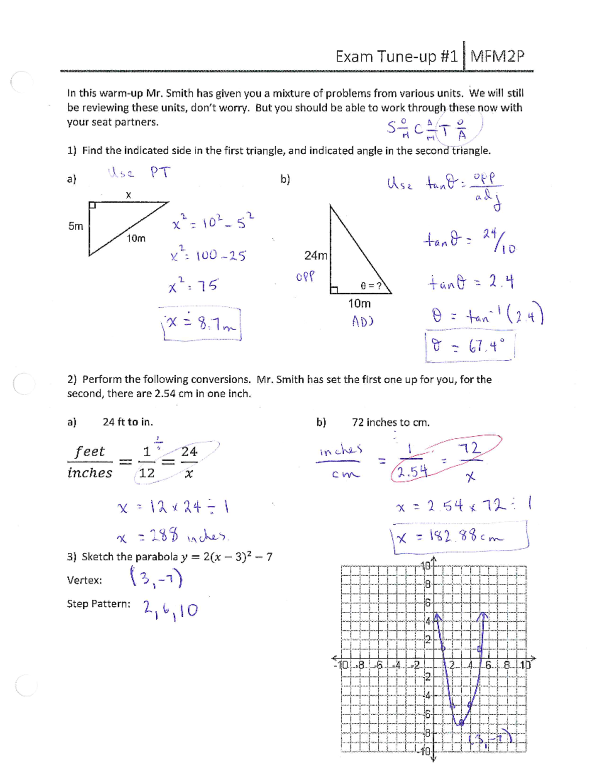 Measurement Review and PT Prep Solutions for MFM2P Exam - Studocu