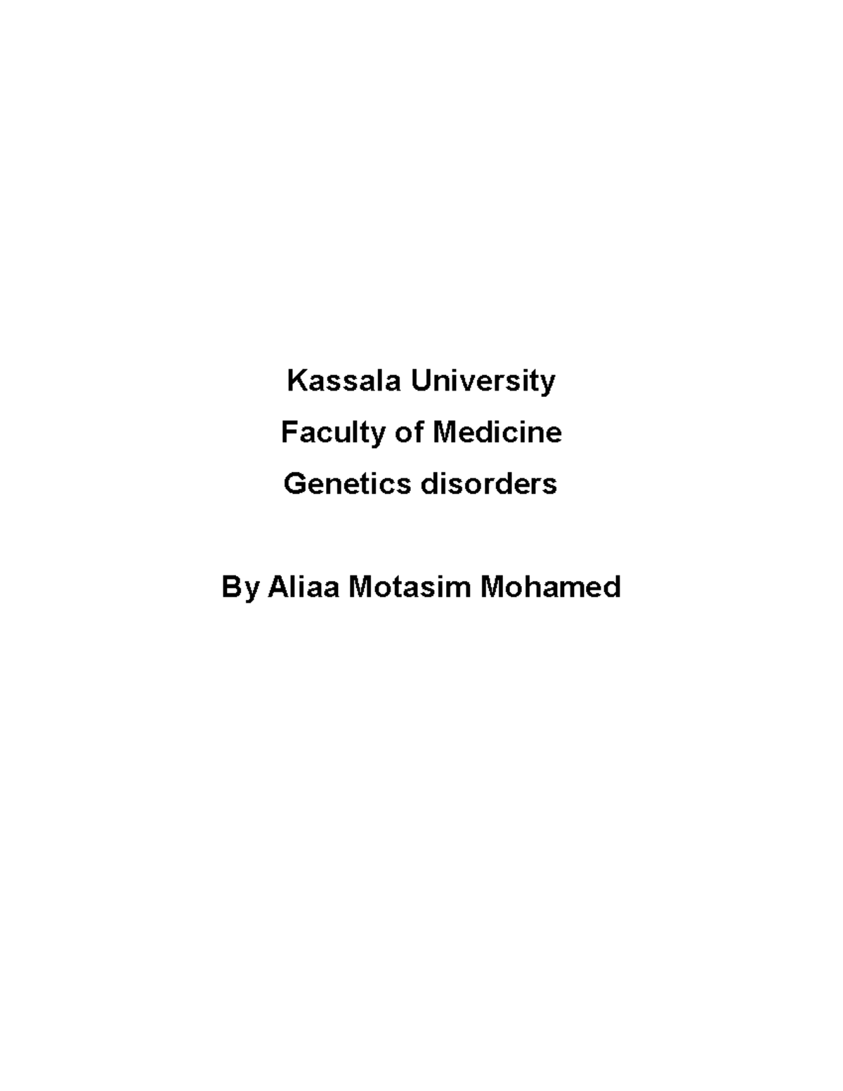 Genetics Disorders Overview - Kassala University Faculty of Medicine ...