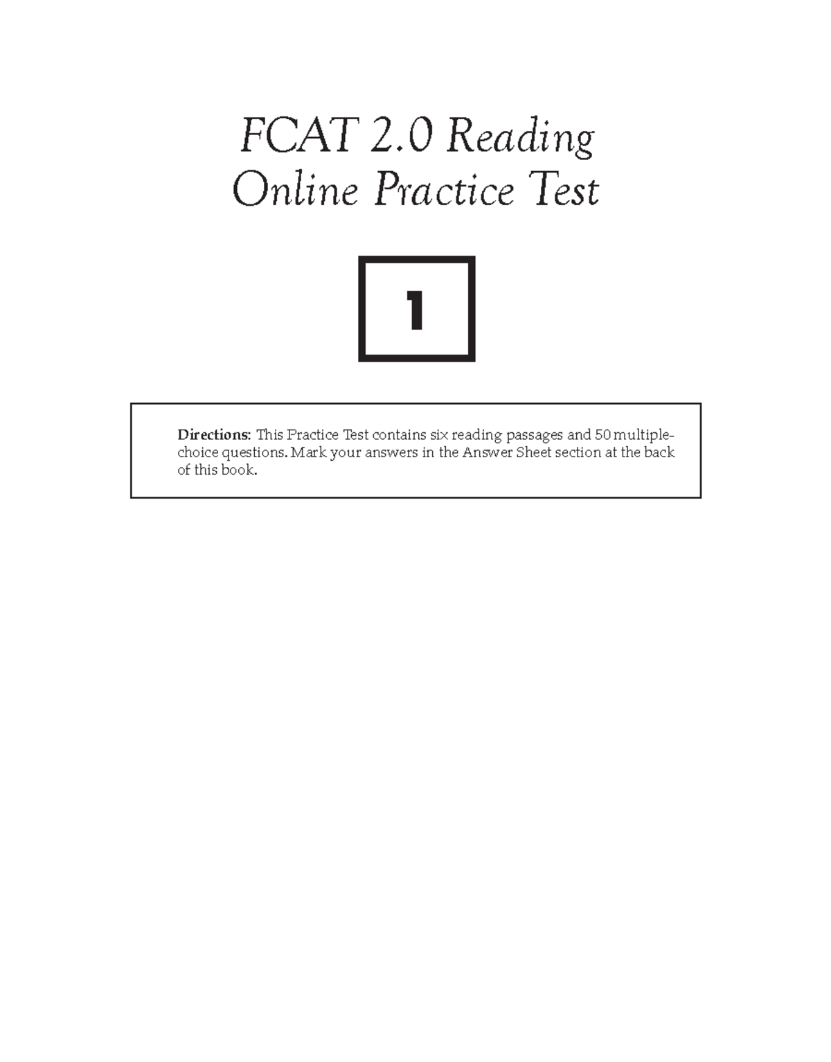FCAT 2.0 Reading Practice Test 1: Poems, Articles, and Analysis - Studocu