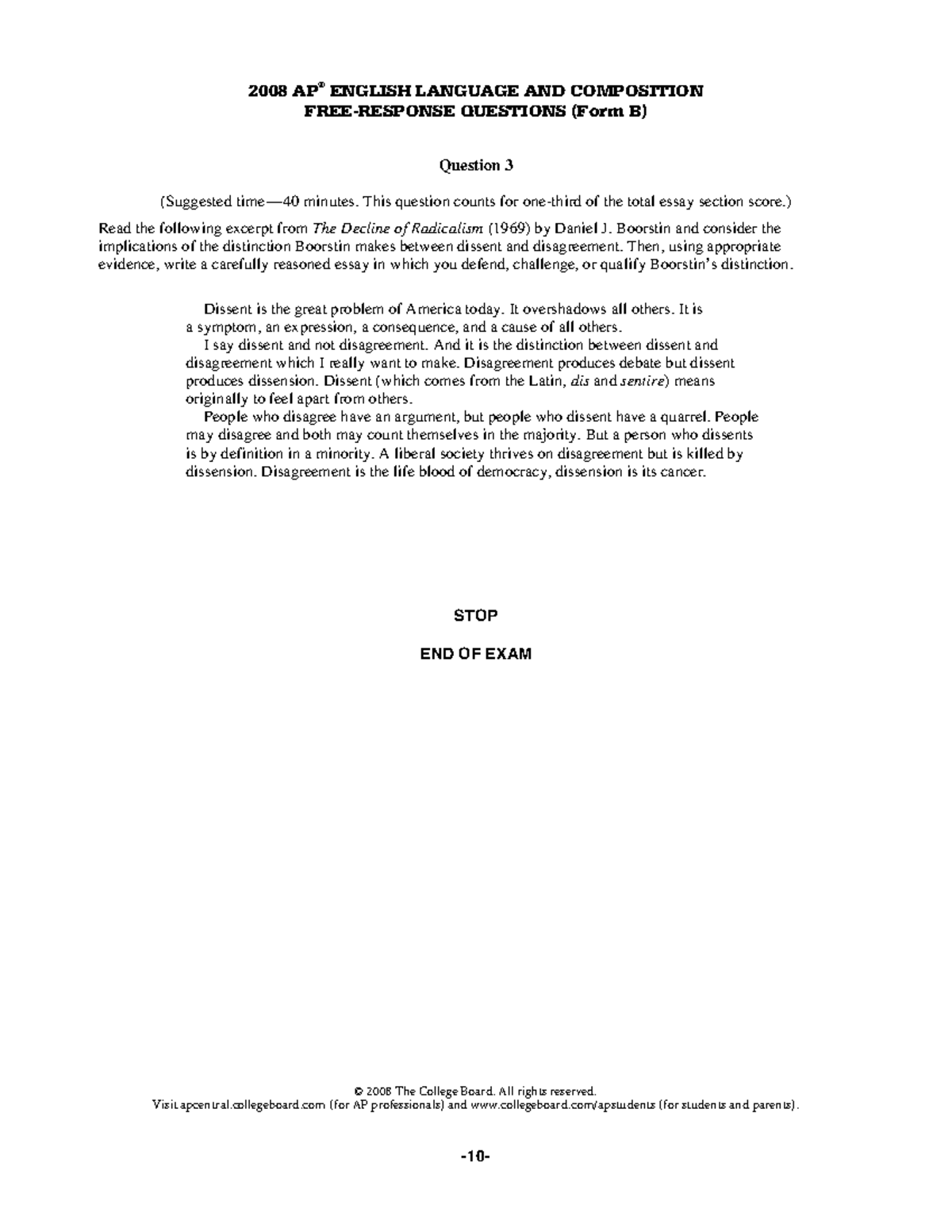 AP® English Language - Argument Essay Prompt Analysis (2008) - Studocu